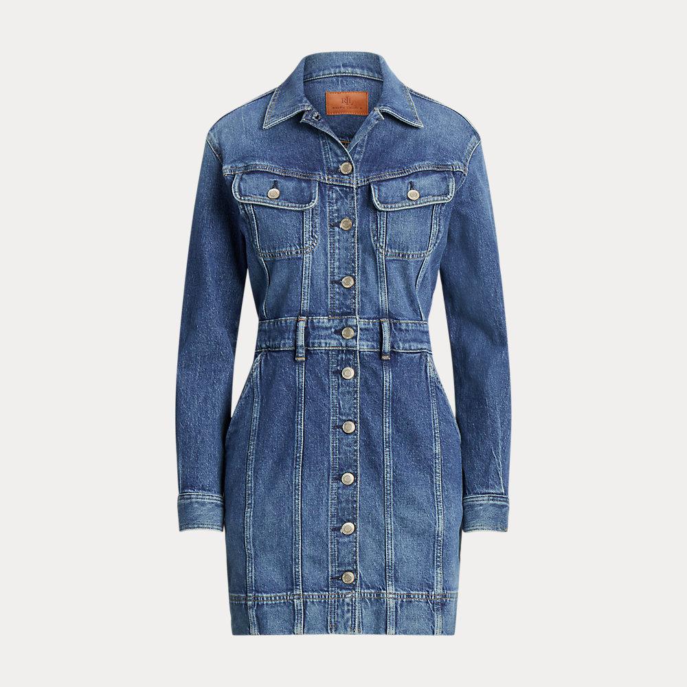 LAUREN RALPH LAUREN Denim Trucker Shirtdress in Blue | endource
