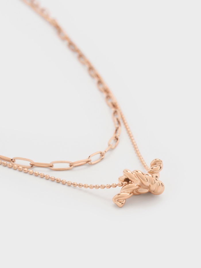CHARLES & KEITH Sable Rope-Knot Double-Chain Necklace | endource