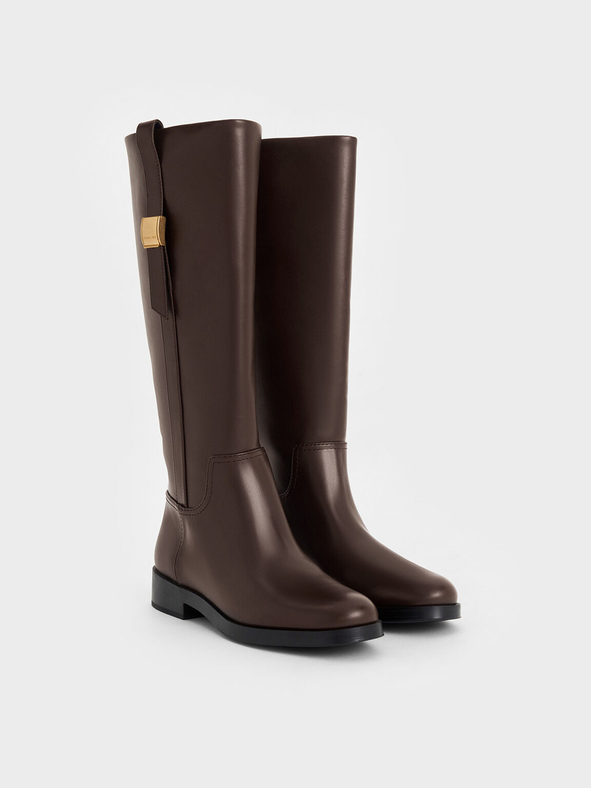 CHARLES & KEITH Yvette Metallic-Accent Knee-High Boots | endource