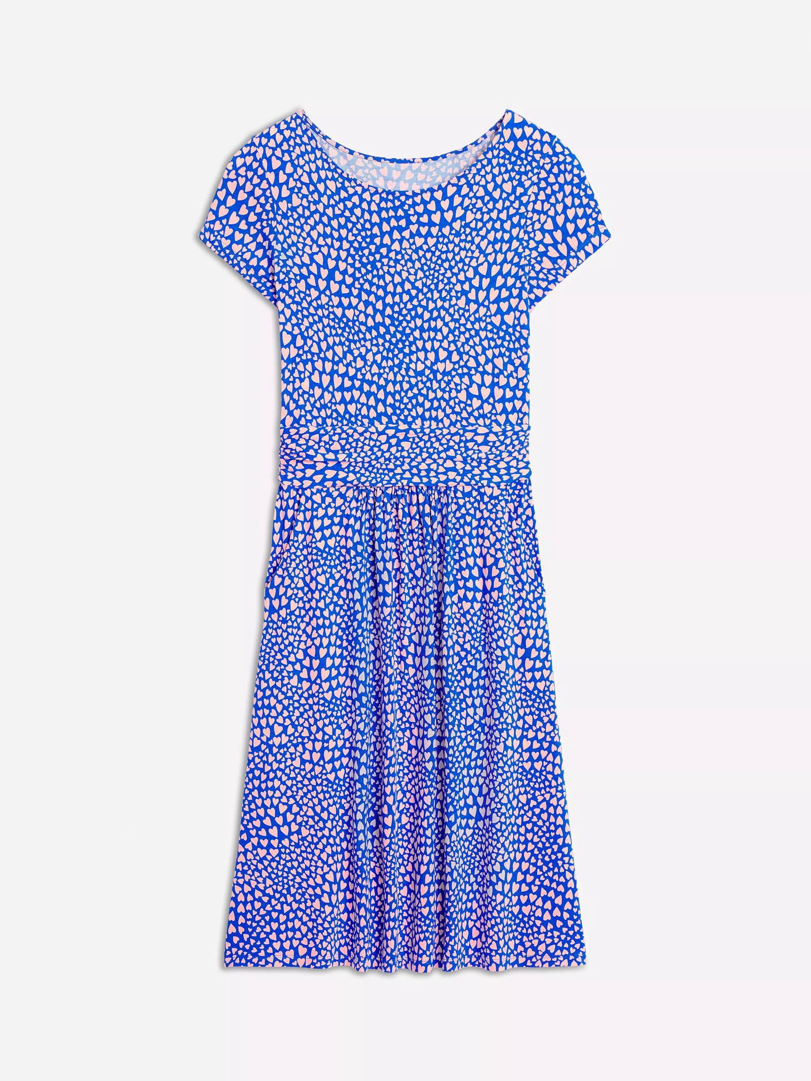 BODEN Amelie Heart Jersey Dress in Blue/Multi | endource