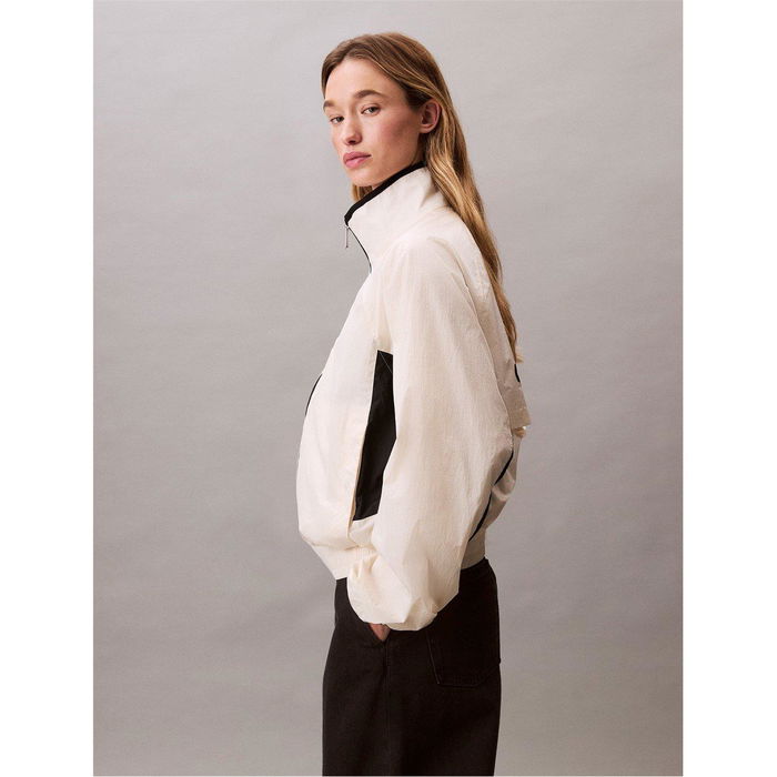 CALVIN KLEIN Jeans Women's Retro Track Funnel Neck Long Sleeve ...