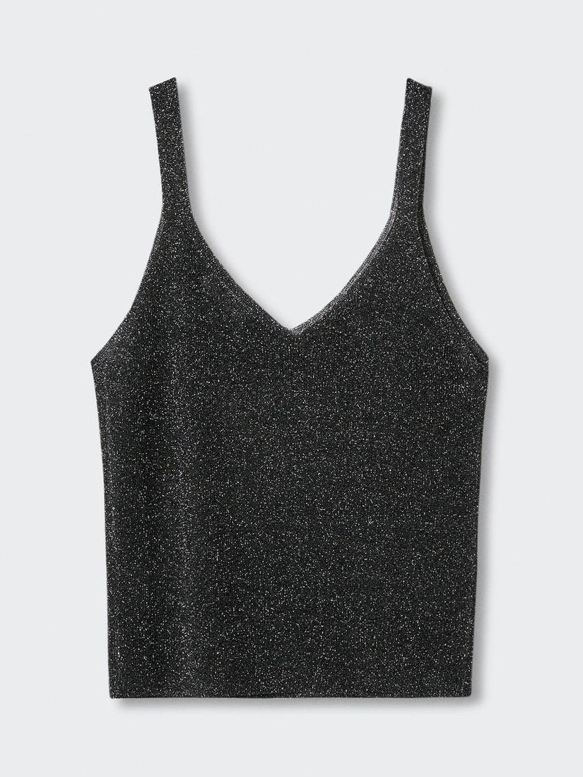 MANGO Kling Metallic Cami Top in Black | Endource