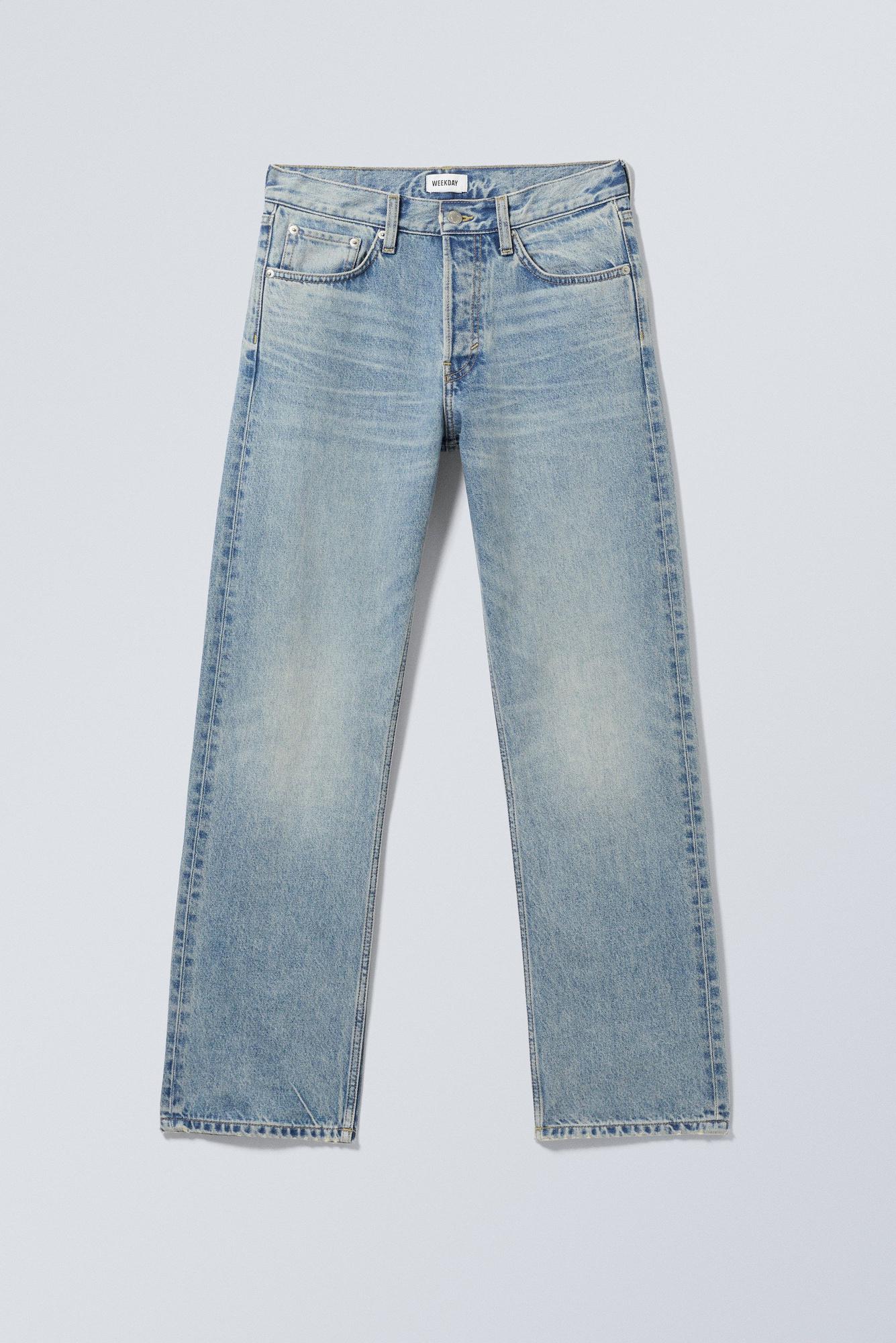 WEEKDAY Orbit Mid Rise Regular Straight Leg Jeans in Seventeen Blue ...