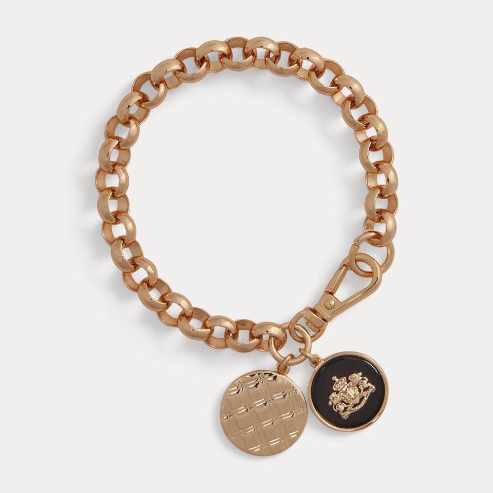 LAUREN RALPH LAUREN Gold-Tone Plaid & Crest Charm Bracelet in Gold ...