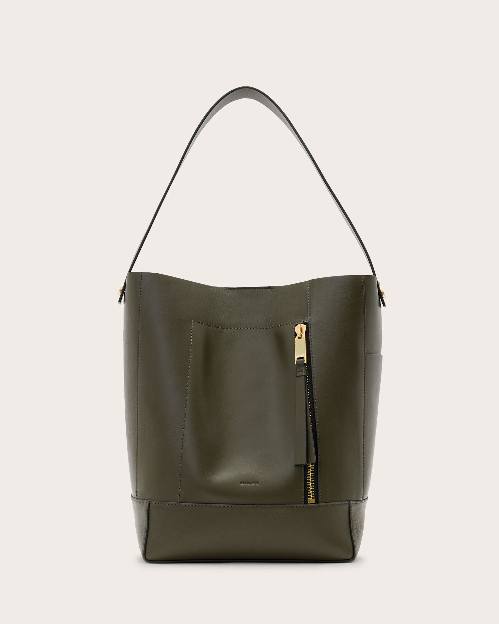 ALLSAINTS Alba Leather Hobo Shoulder Bag in Military Green | endource