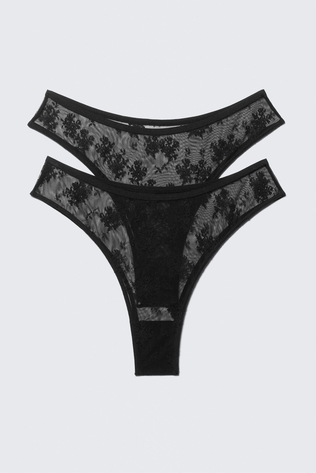 WEEKDAY Lace Brazilian Briefs in Black | endource