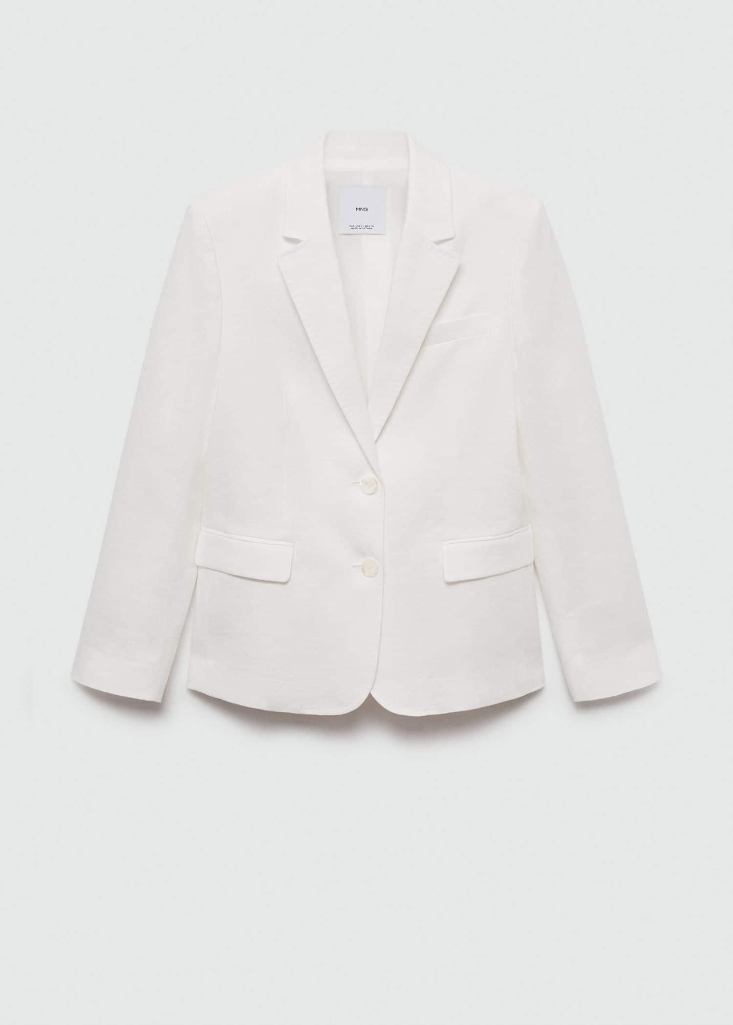 MANGO 100% Linen Suit Blazer in White | Endource