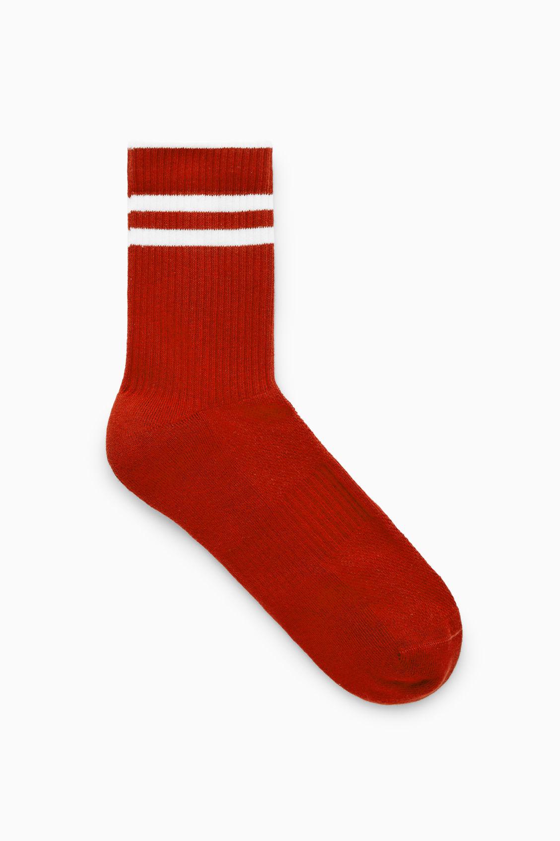 COS Striped Sports Socks in RED / STRIPED | Endource