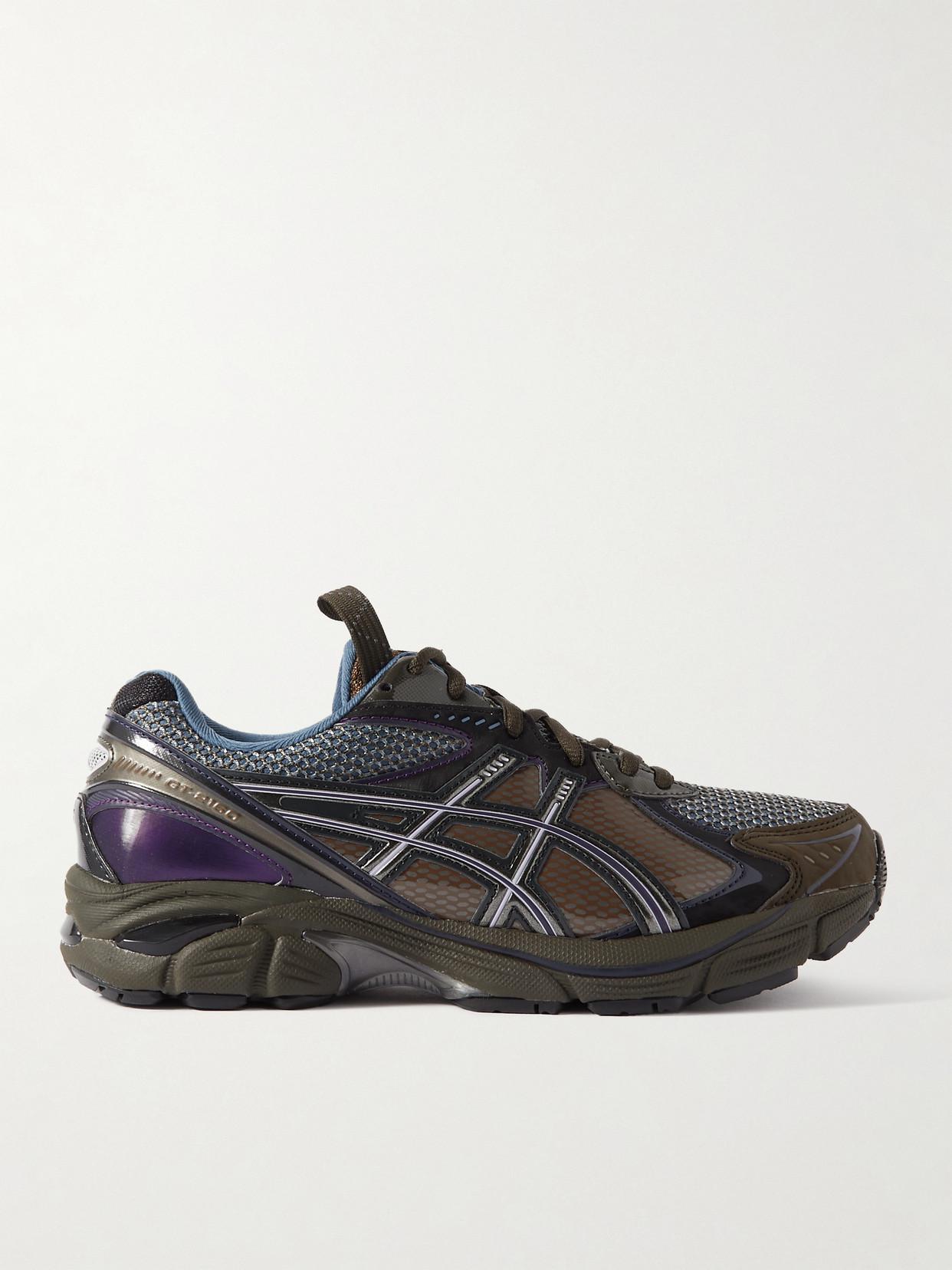 ASICS Faux Leather-Trimmed Mesh Sneakers in Blue | endource