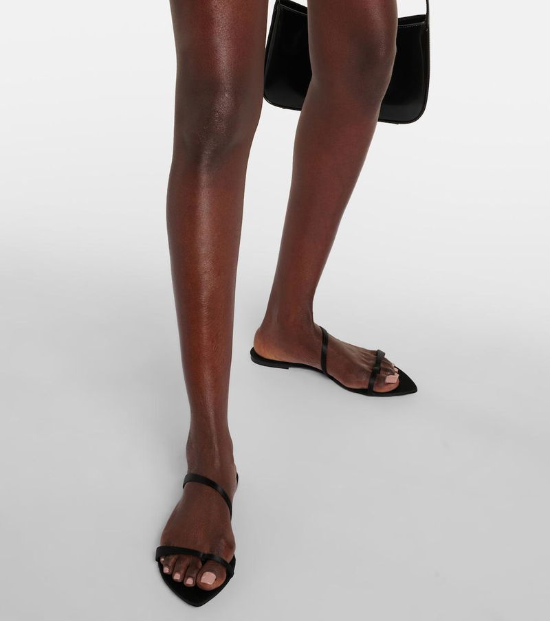 SAINT LAURENT Tanger Leopard-Print Flat Sandals in Black | endource