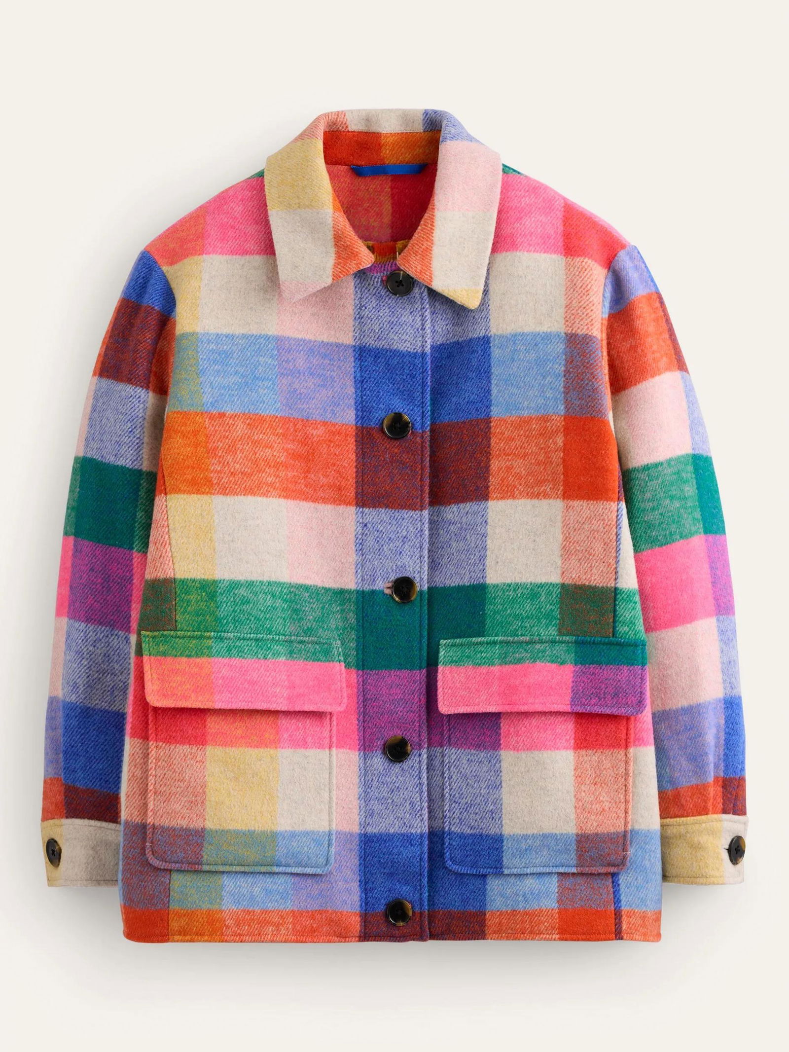 BODEN Check Wool Blend Coat in Multi | endource