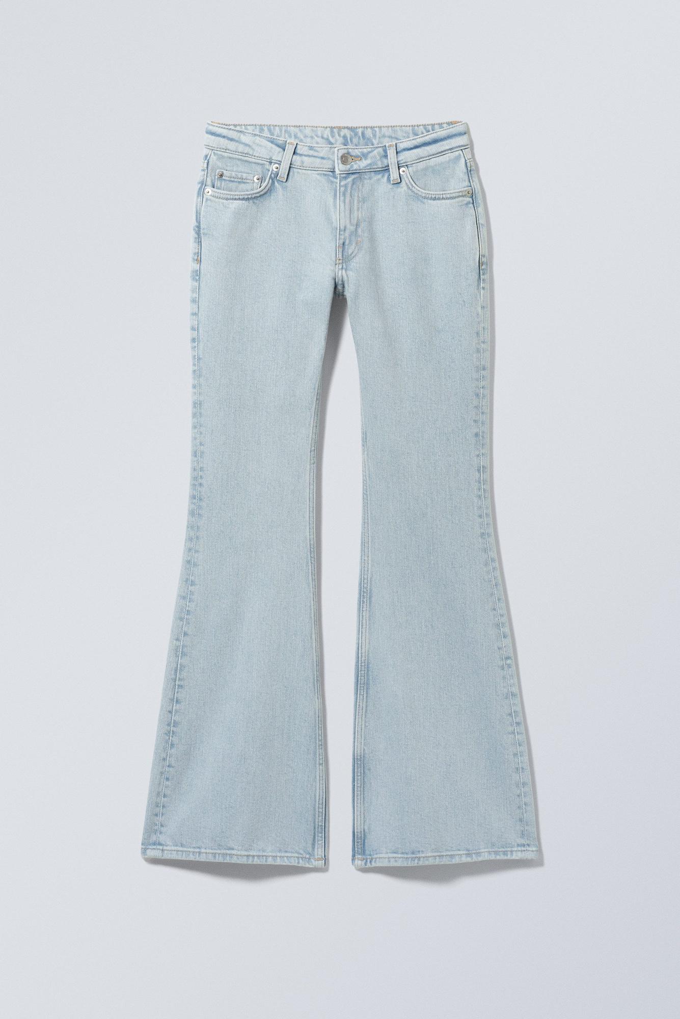 WEEKDAY Flame Low Rise Slim Flared Leg Jeans in Snow Blue - Light Blue ...