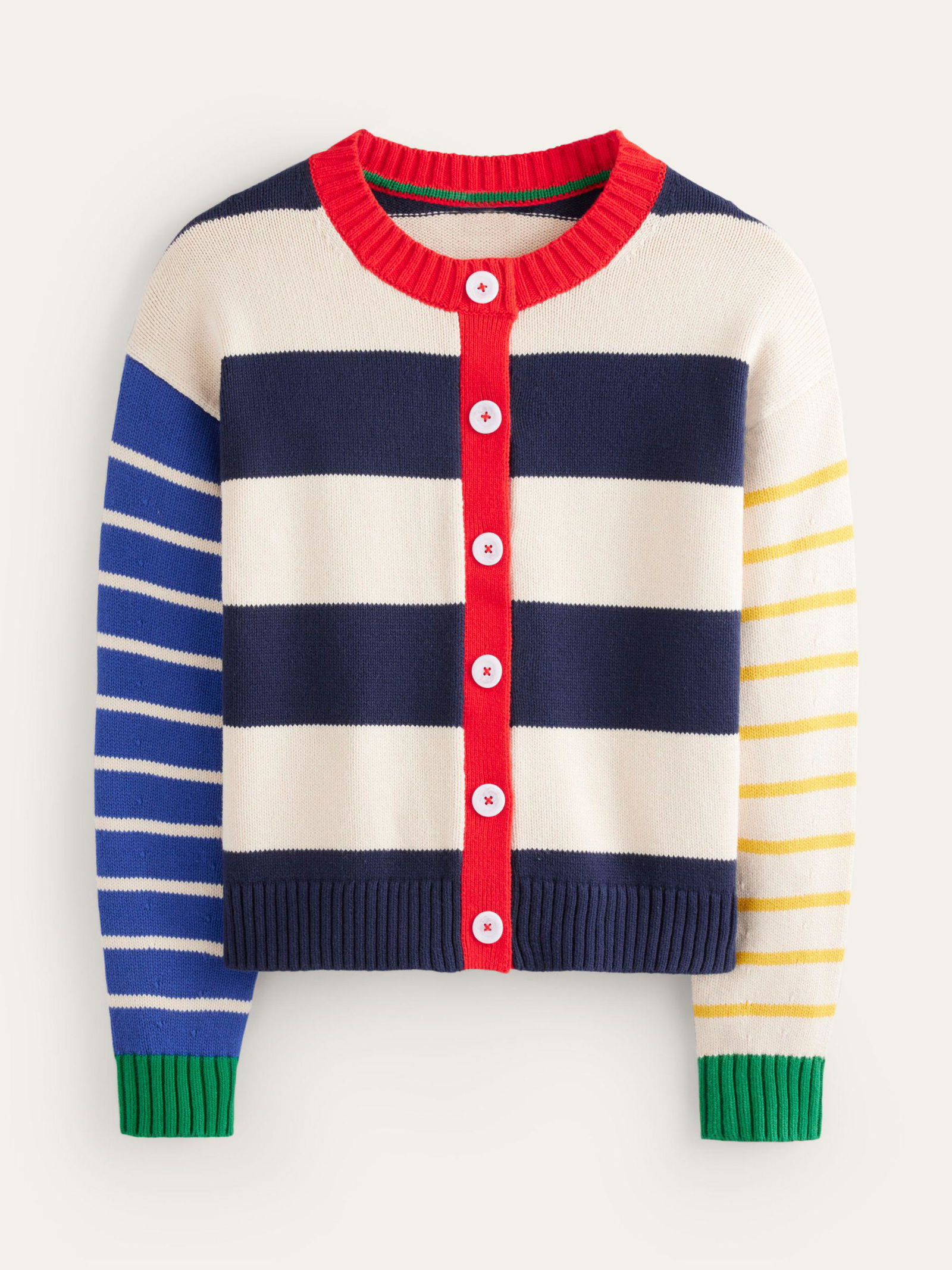 BODEN Hotch Potch Striped Cotton Cardigan in Multi | endource