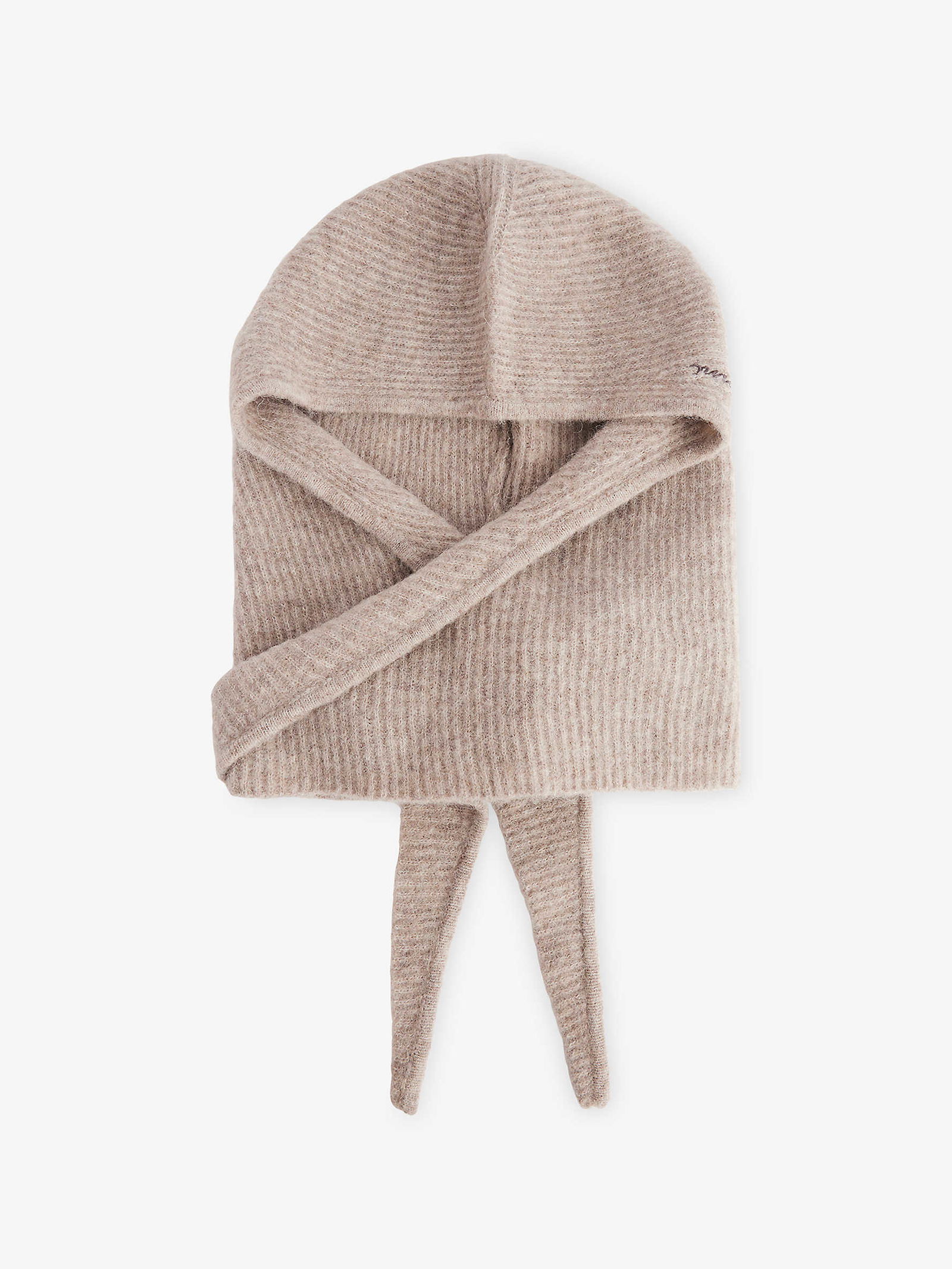 GANNI Brand-Embroidered Wool-Blend Balaclava | endource