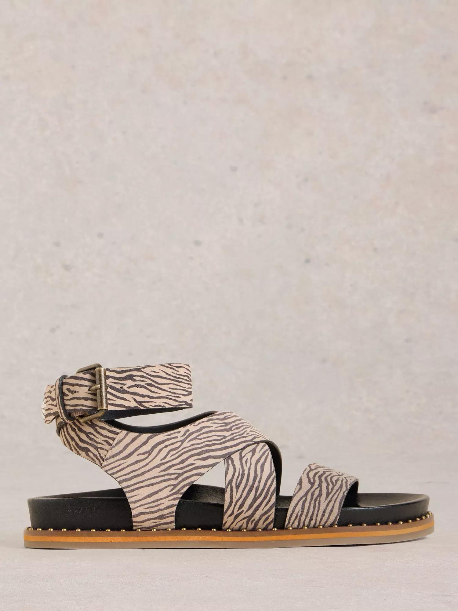 WHITE STUFF Gladiator Footbed Sandals in Brown/Multi | endource