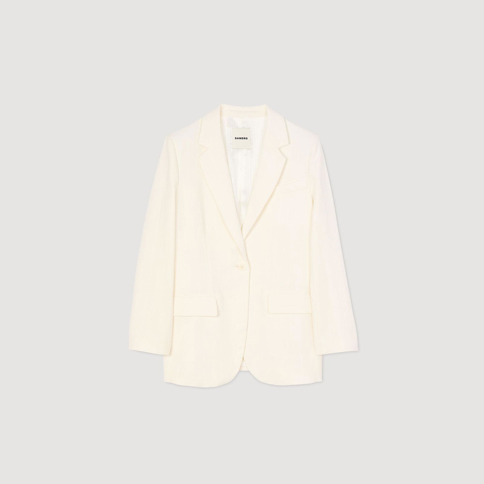 SANDRO Sequinned Suit Jacket in Ecru | endource