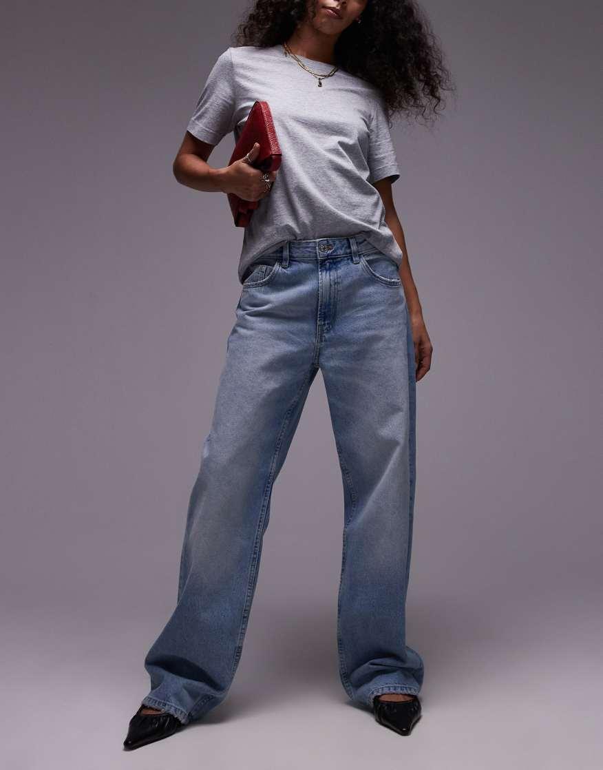 MANGO Miami Mid Rise Straight Leg Jeans in LIGHT BLUE | endource