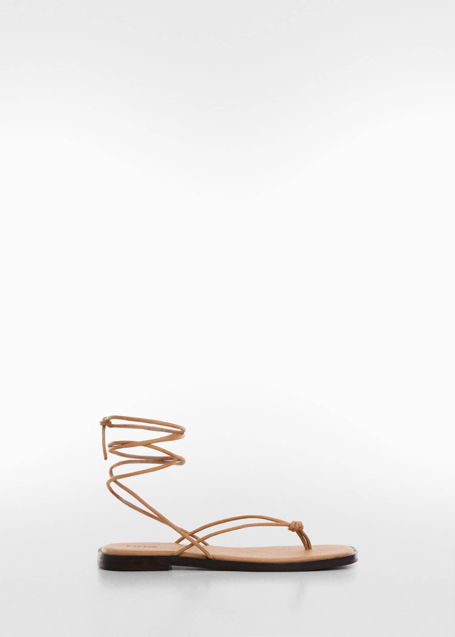 MANGO Leather Straps Sandals in Dark Brown | Endource