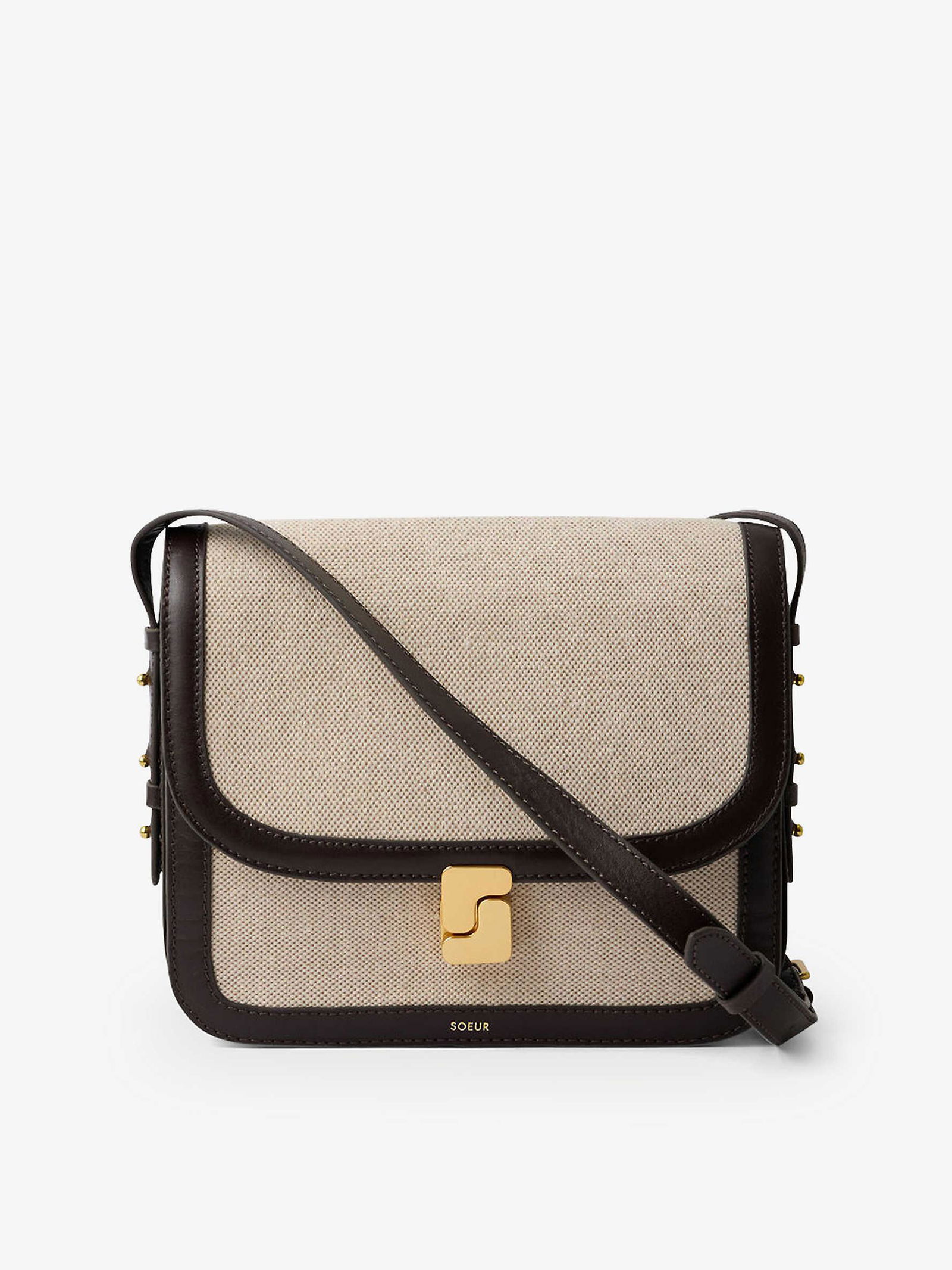 SOEUR Bellissima Maxi Cotton And Leather Shoulder Bag in Ecru/Ebene ...