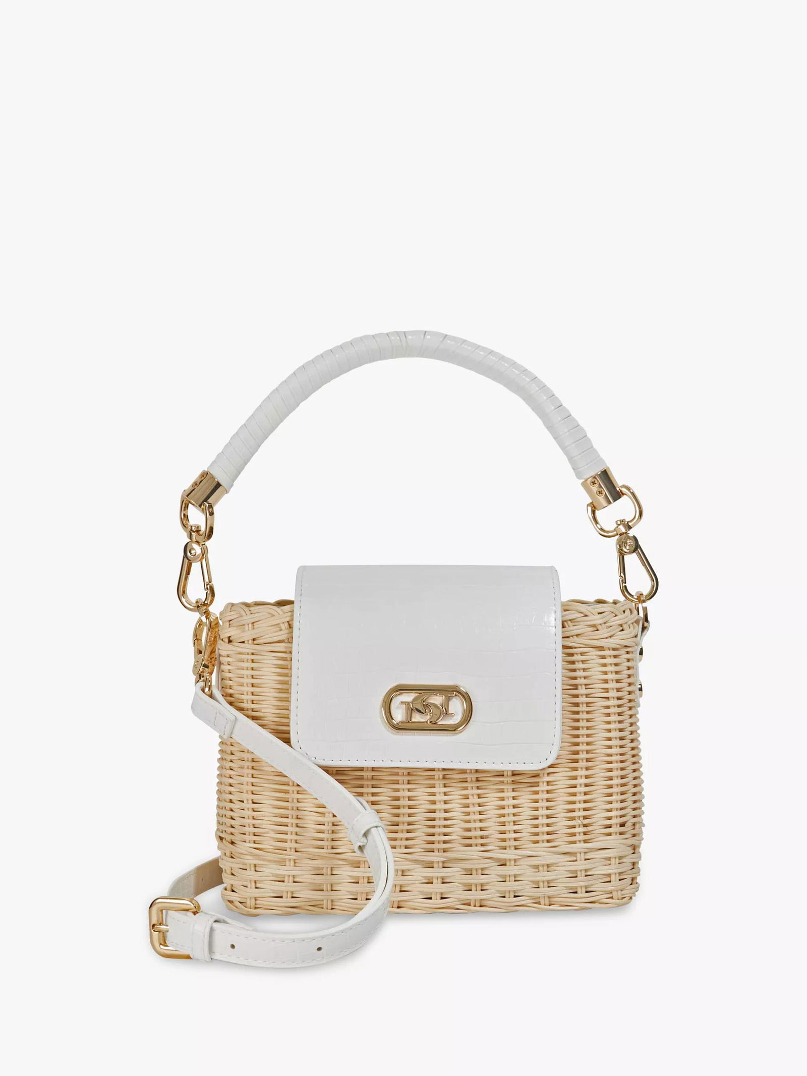 DUNE Decorative Rattan Grab Bag in White | endource