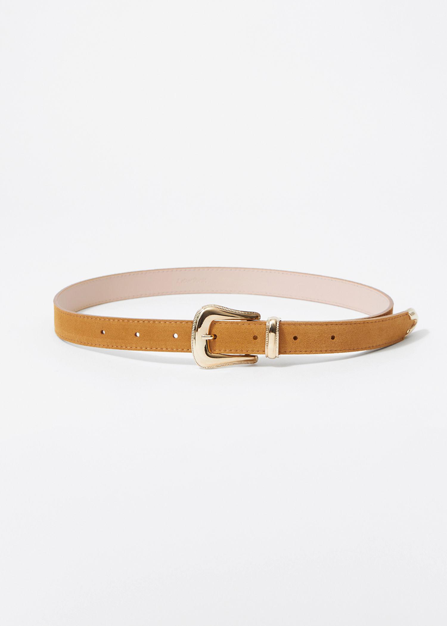 & OTHER STORIES Western Leather Belt in Cognac suede | endource