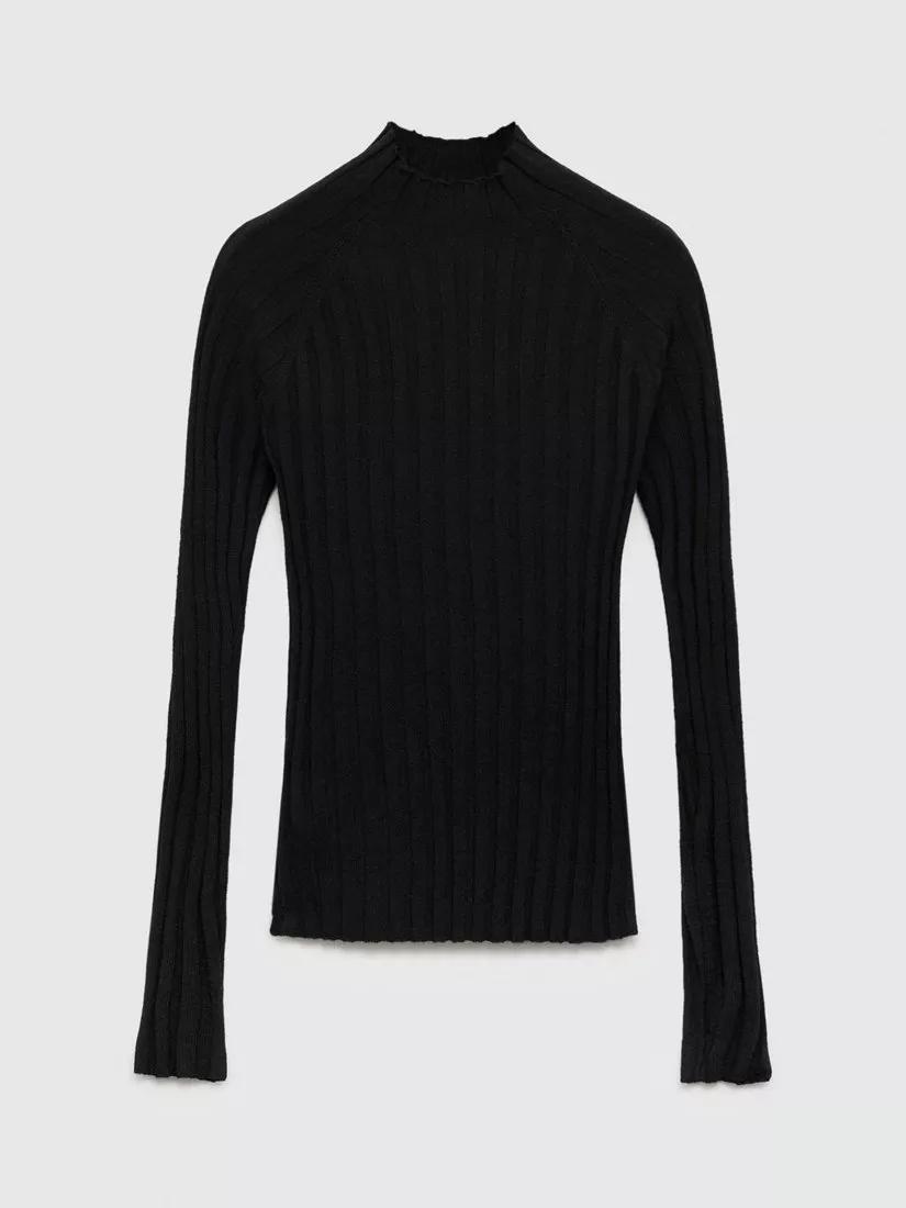 MANGO Flurry Fitted Jumper in Black | endource