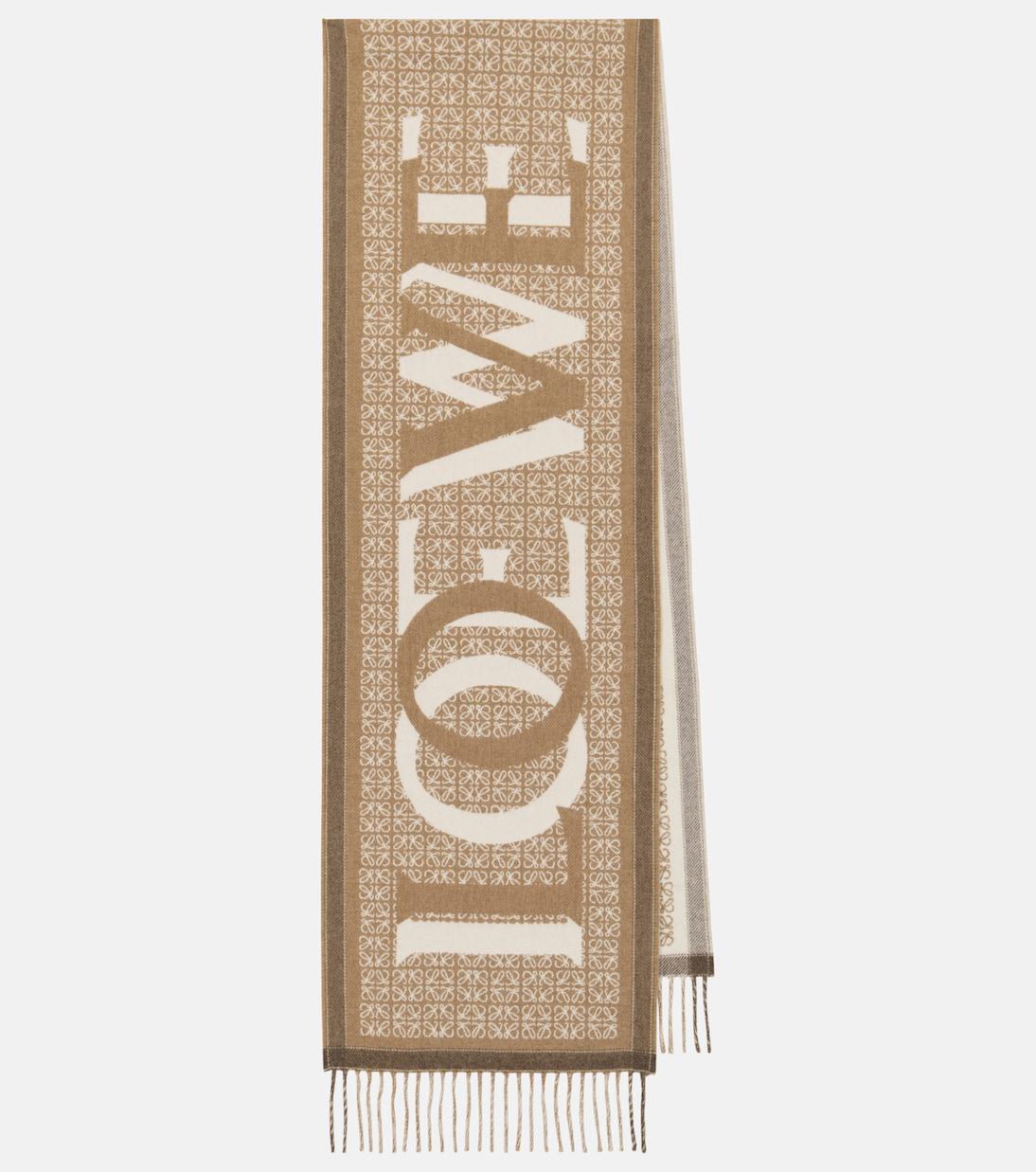 LOEWE Love Wool And Cashmere Scarf in Beige | endource