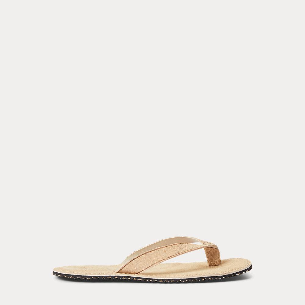 RALPH LAUREN RRL Roughout Suede Flip-Flop in Cream | endource