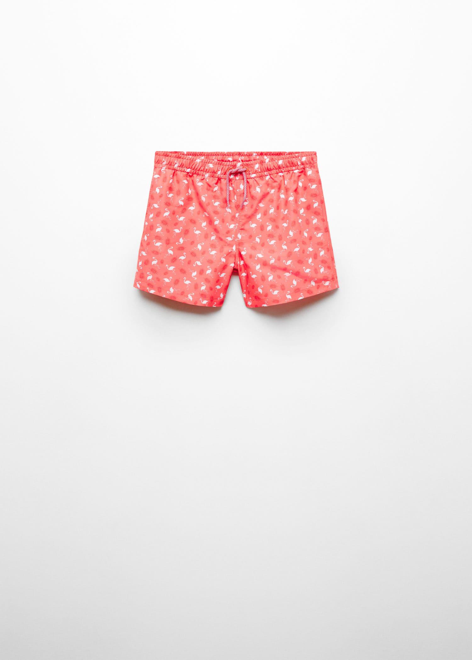 MANGO Flamingo Print Swimsuit in Coral Red | endource
