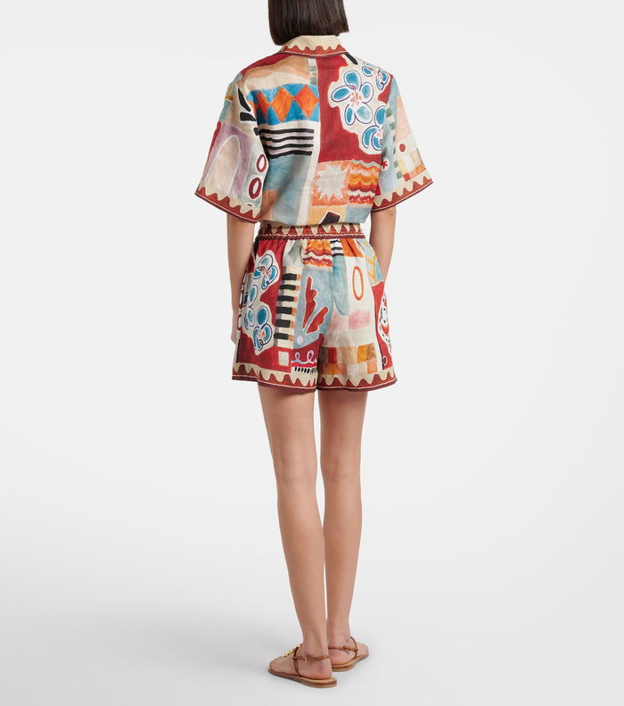 ALÉMAIS Michelle Printed Linen Bermuda Shorts | endource