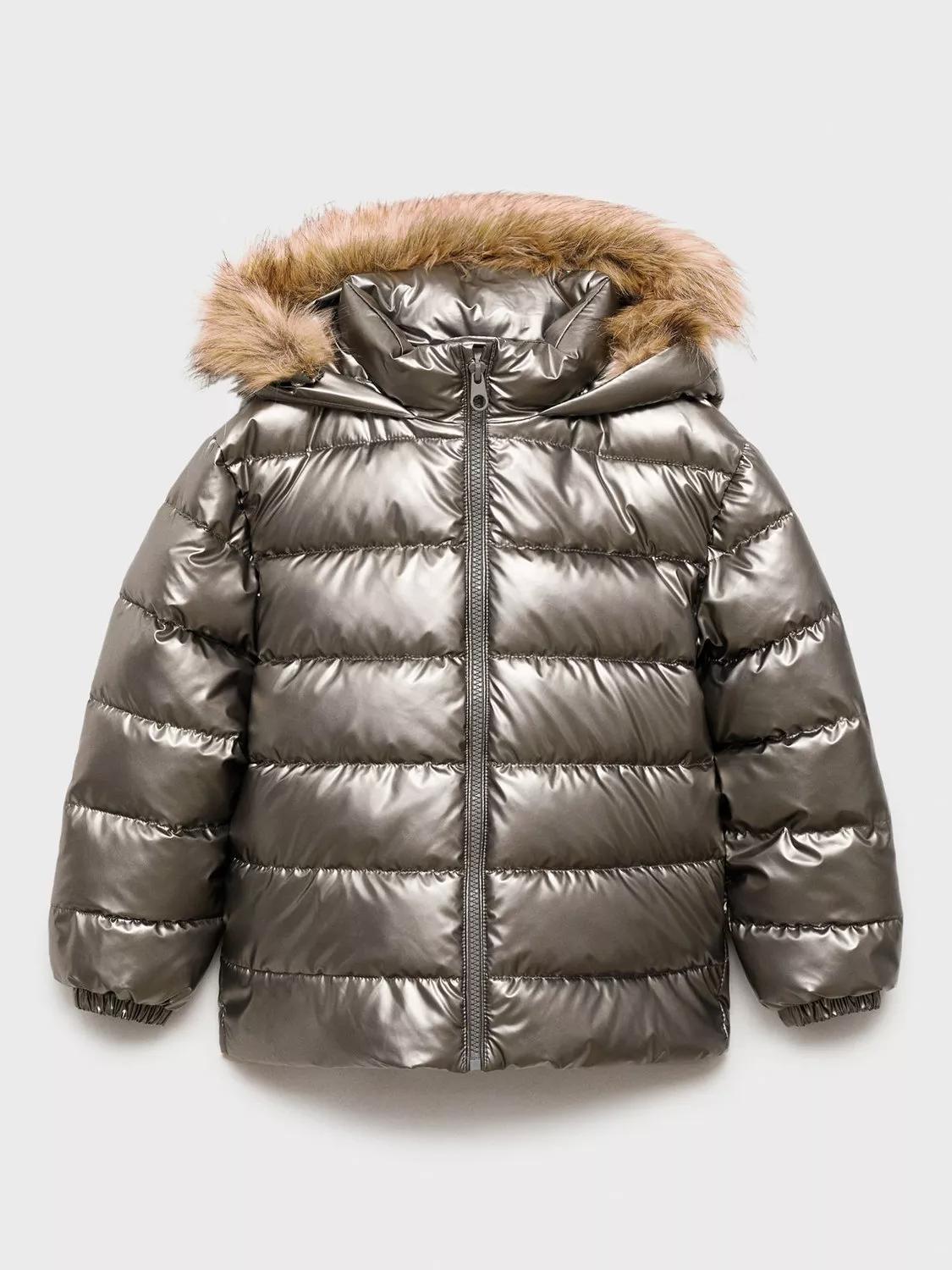 MANGO Glam Padded Jacket in Silver | endource