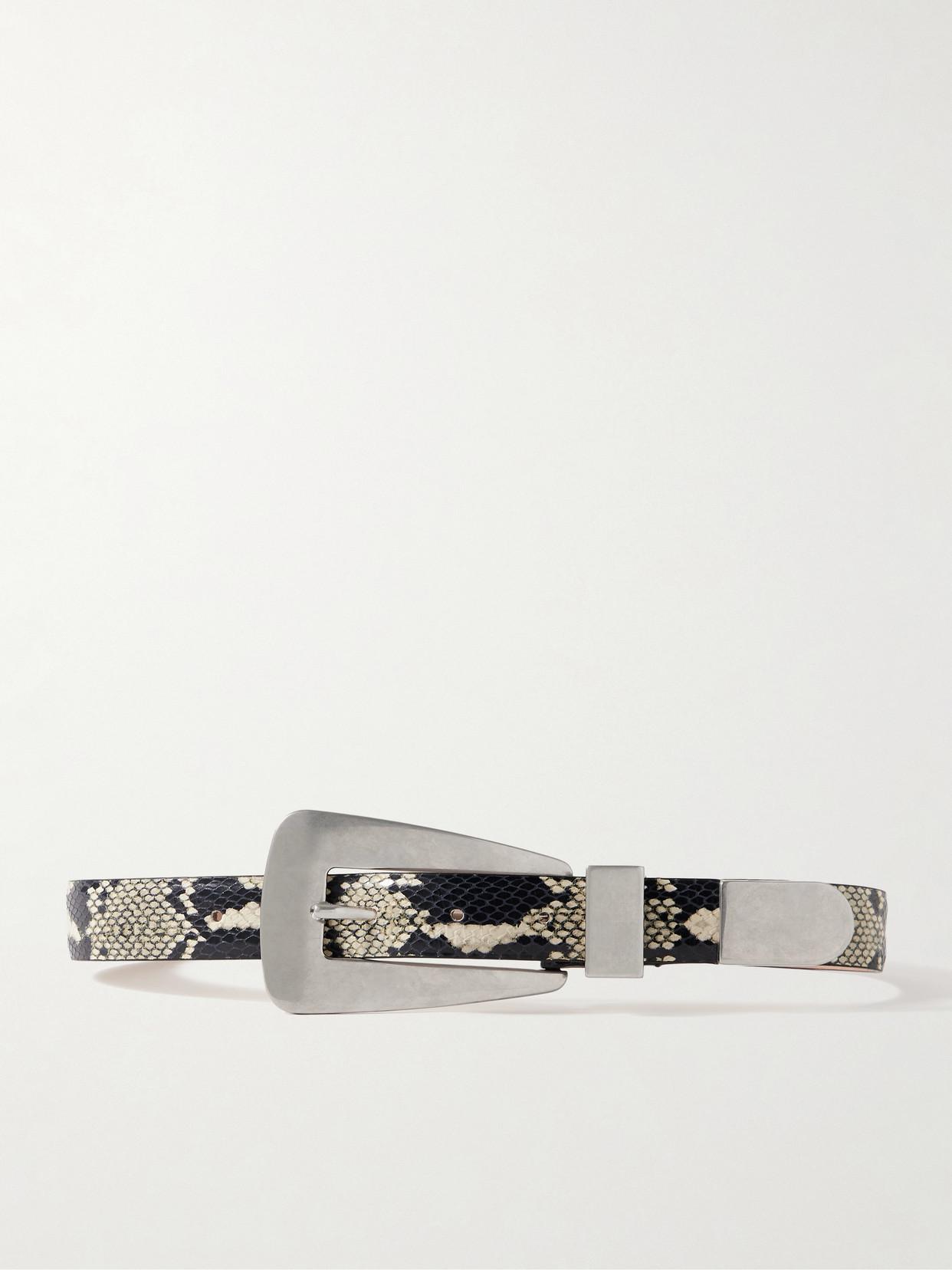 KHAITE Lucca Snake-Effect Leather Belt in Animal print | endource