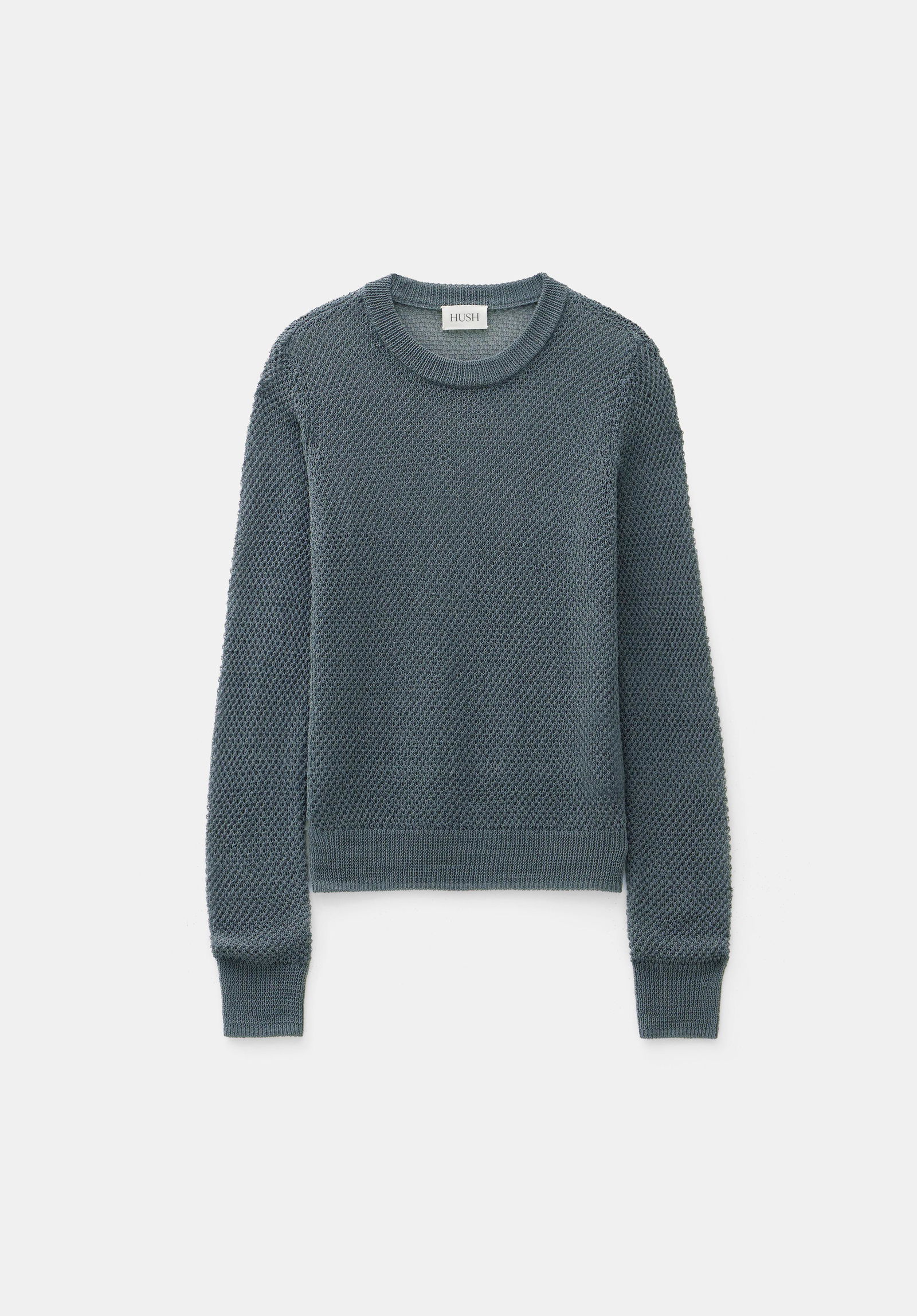 HUSH Interest Stitch Knitted Jumper in Sage Green | endource