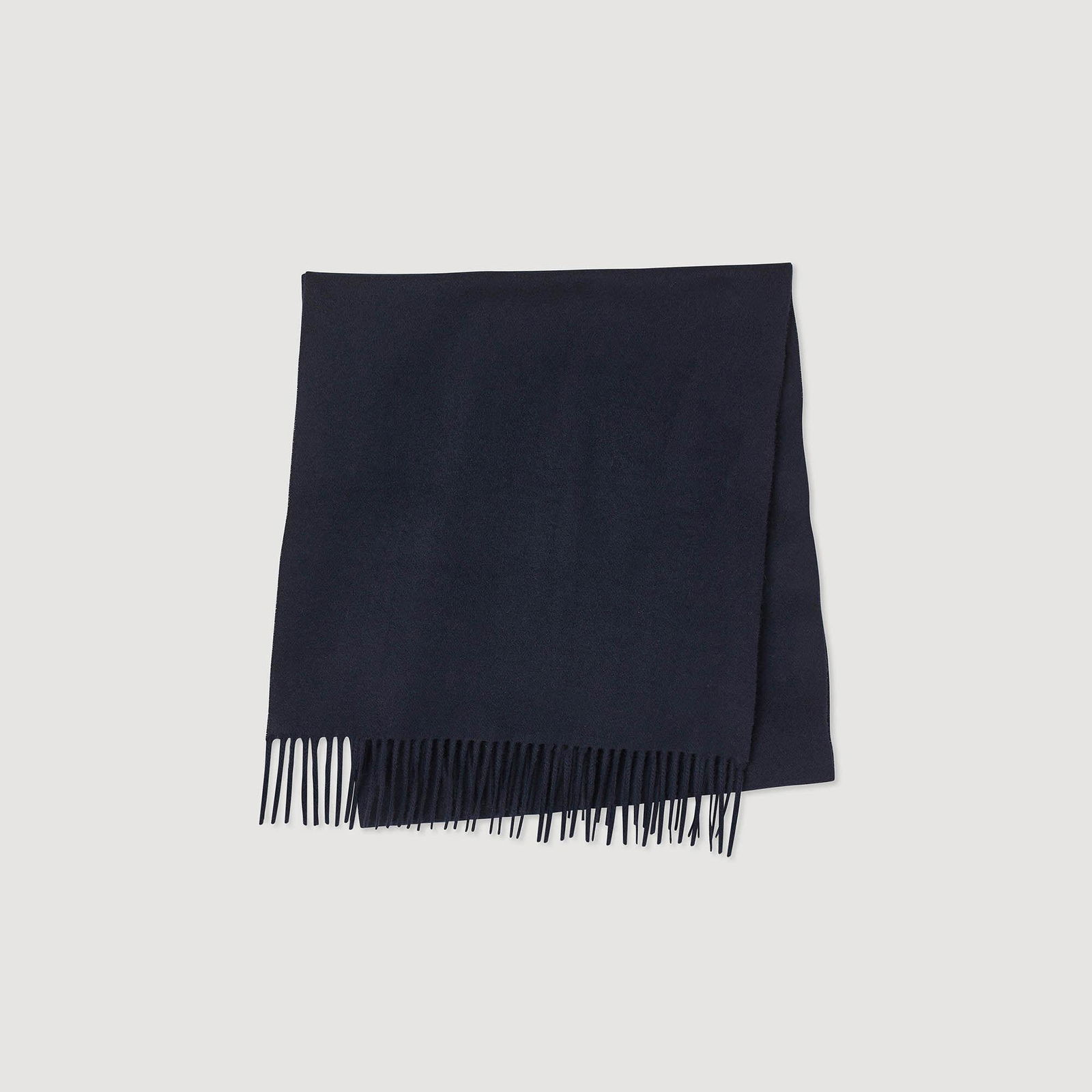 SANDRO Wool And Cashmere Scarf in Navy Blue | endource