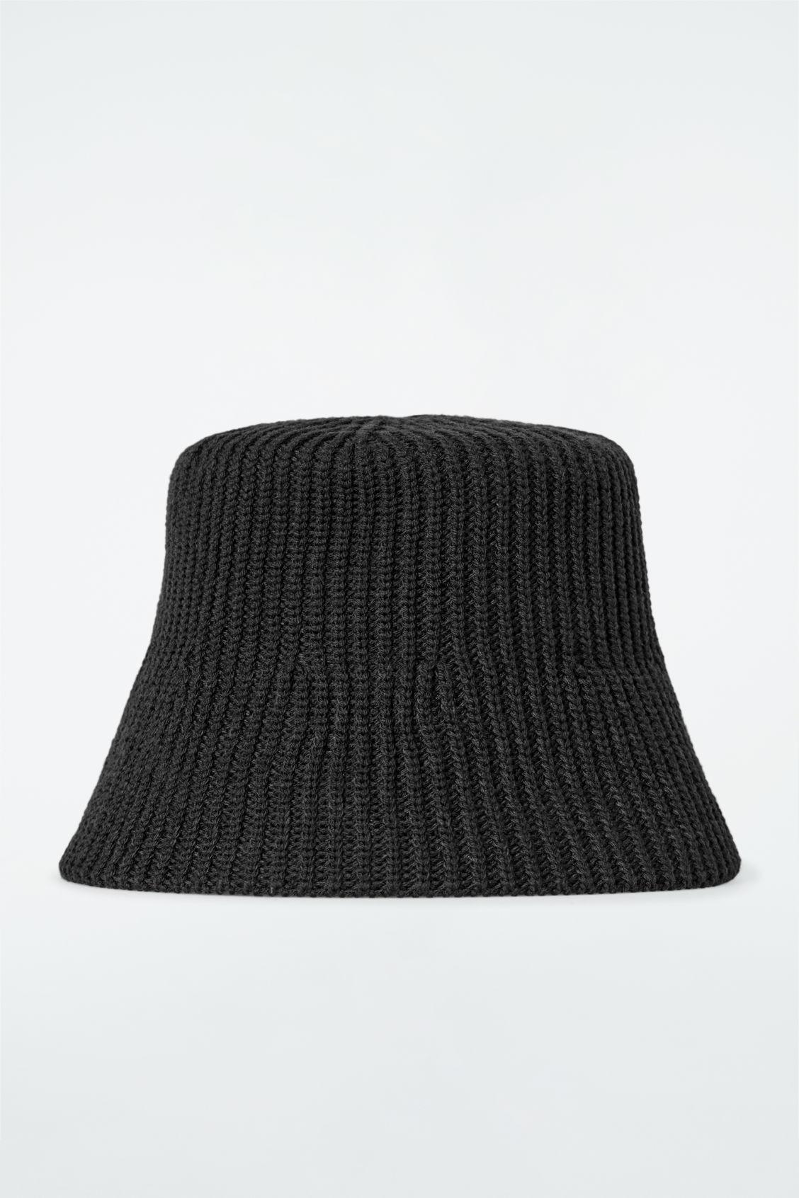 COS Ribbed Wool-Blend Bucket Hat in BLACK | endource