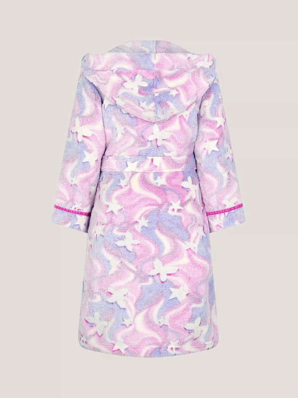 Monsoon Kids' Fleece Glow Unicorn Dressing Gown, Pink | endource