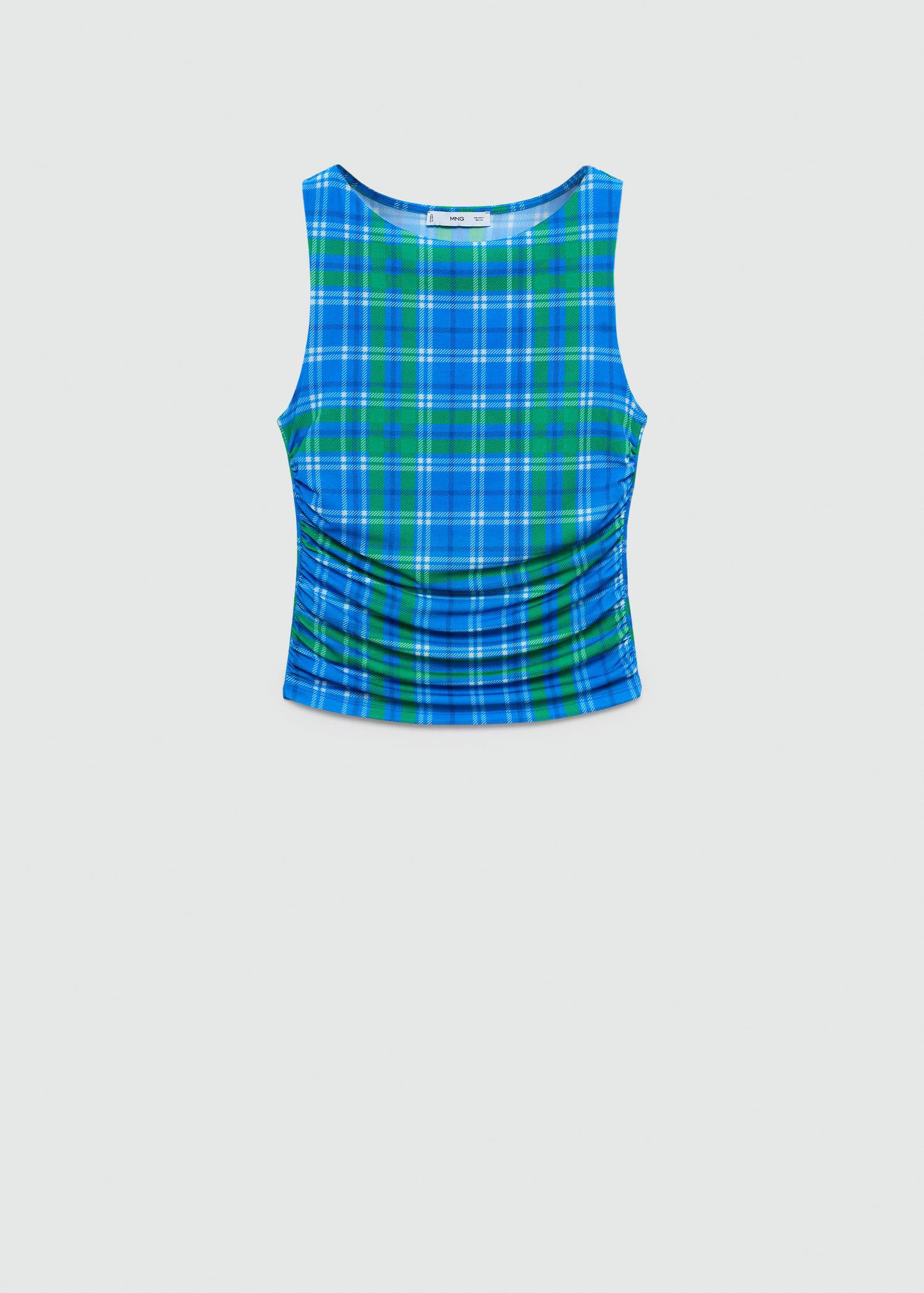 MANGO Draped Printed Top in Blue | Endource