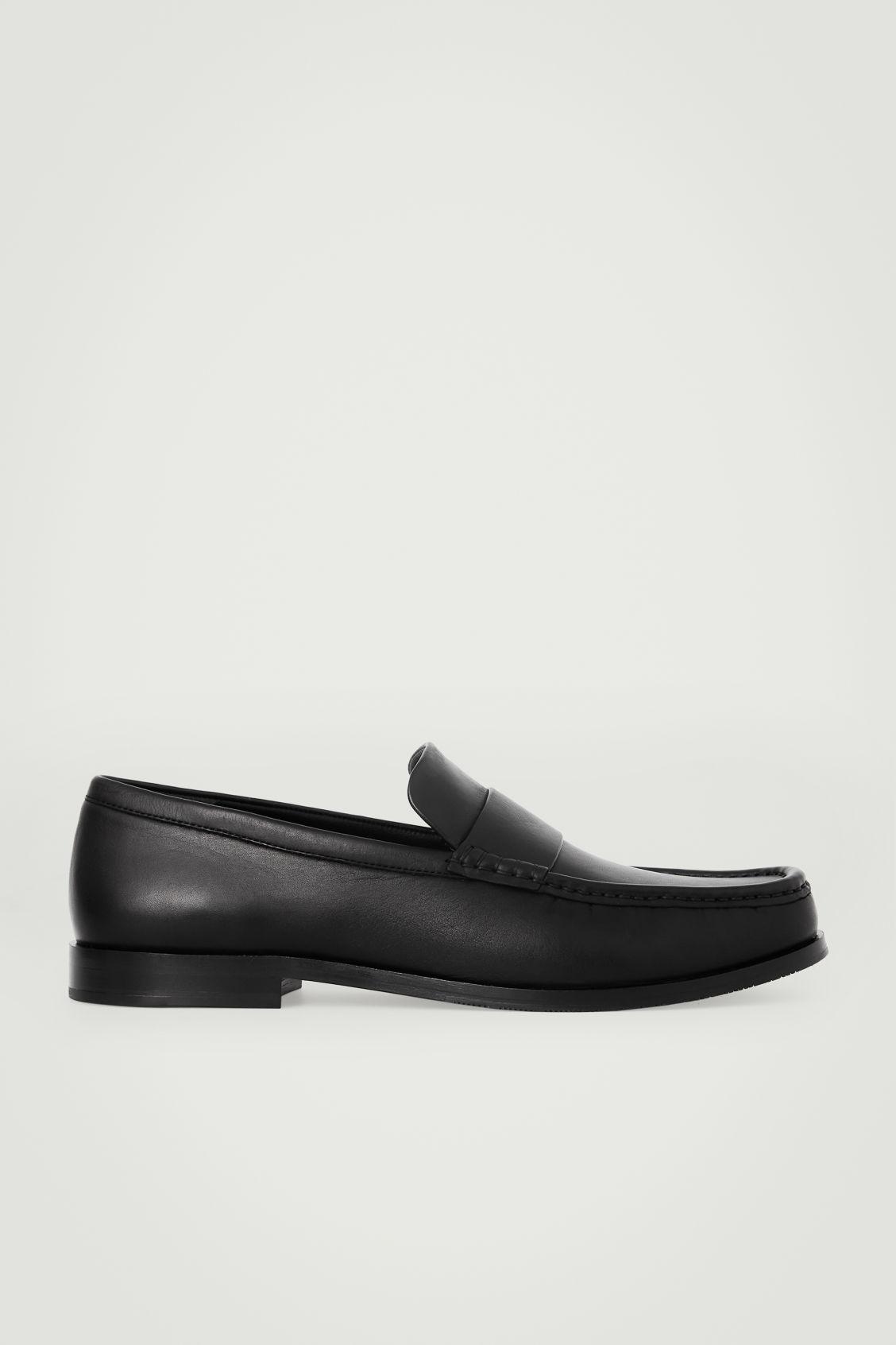 COS Ruched Leather Loafers in BLACK | Endource