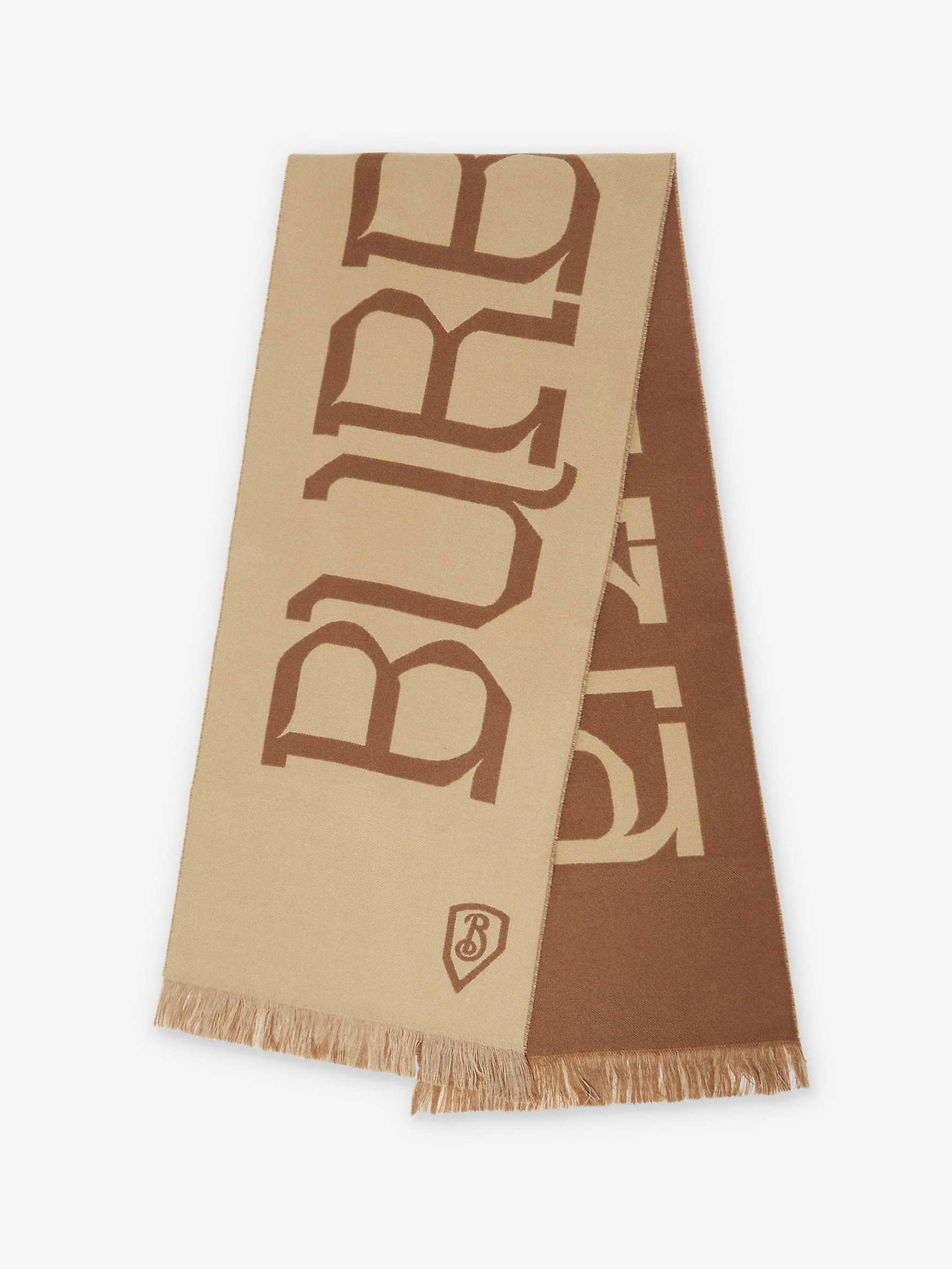 BURBERRY Burb Mu Heraldry Logo Scarf in SAND | endource
