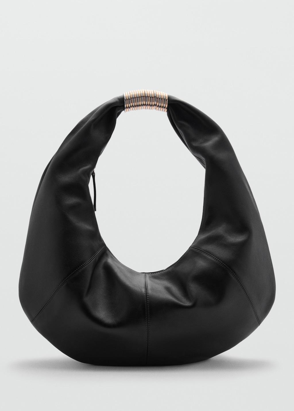 MANGO Leather Bag With Metallic Detail in Black | endource