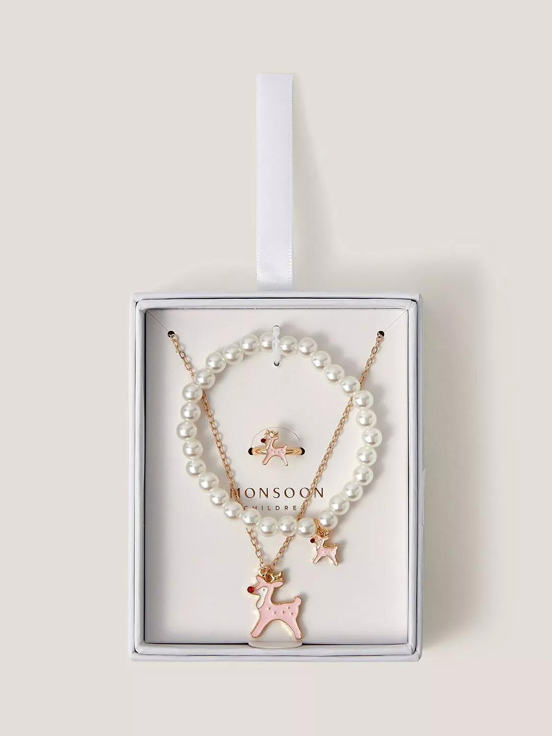 Monsoon Kids' Christmas Jewellery Set, Gold | endource