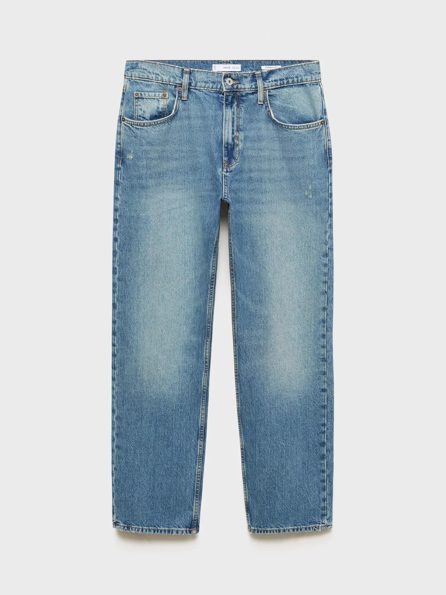 MANGO Moby Straight Leg Jeans in Open Blue | endource