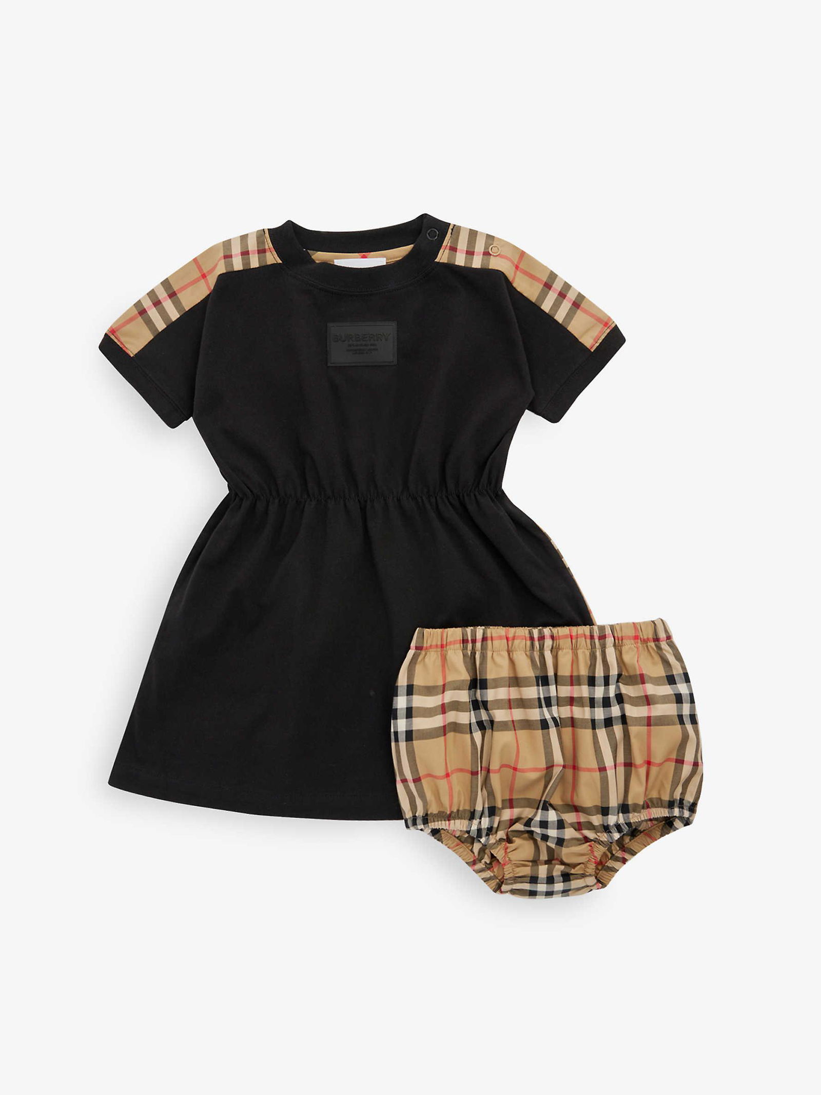 BURBERRY Logo-Embossed Cotton Dress And Bloomers Set in BLACK | endource