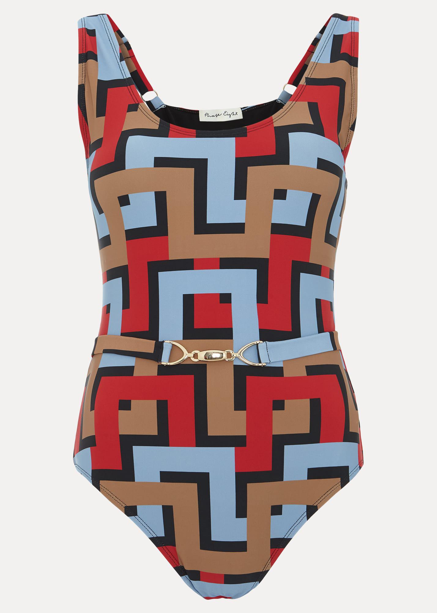 PHASE EIGHT Geo Print Swimsuit in Multi | endource