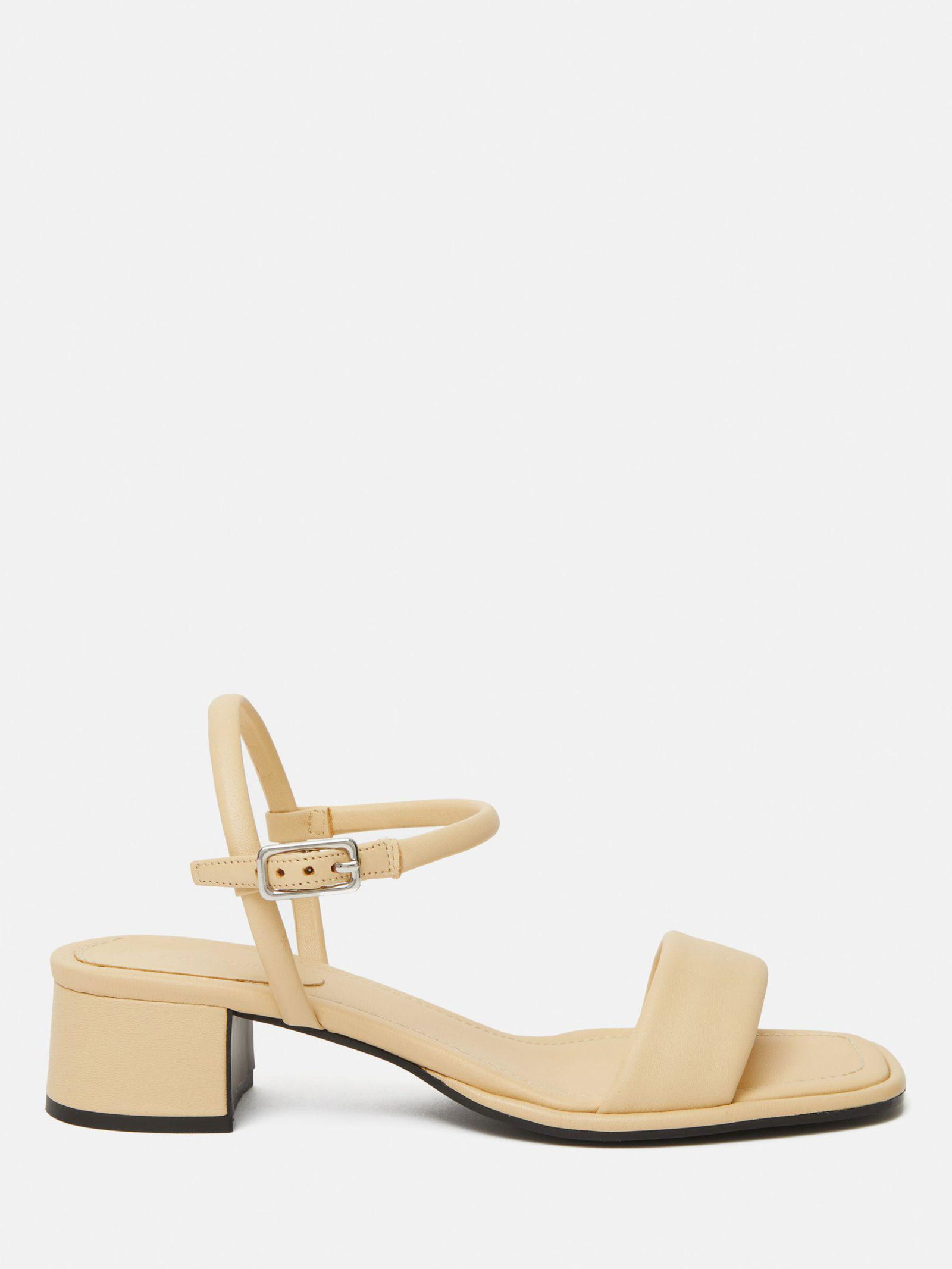 JIGSAW Adel Leather Block Heel Sandals in Cream | Endource