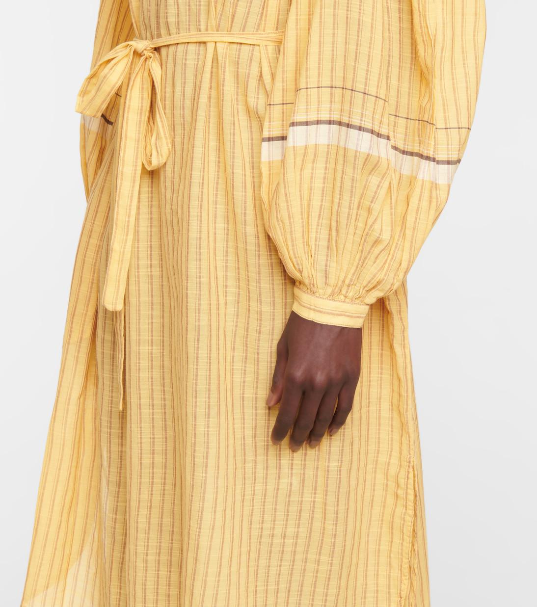 ULLA JOHNSON Rabea Striped Cotton Midi Dress | endource