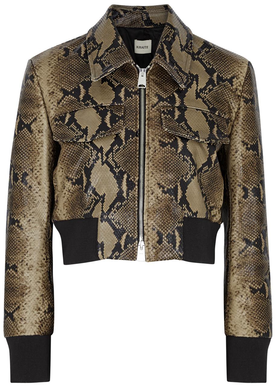 KHAITE Hector Python-Effect Leather Jacket | endource
