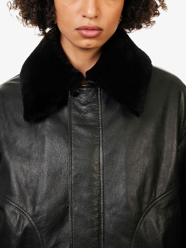 FRAME X Amelia Gray The Nightcap Leather Bomber Jacket | endource