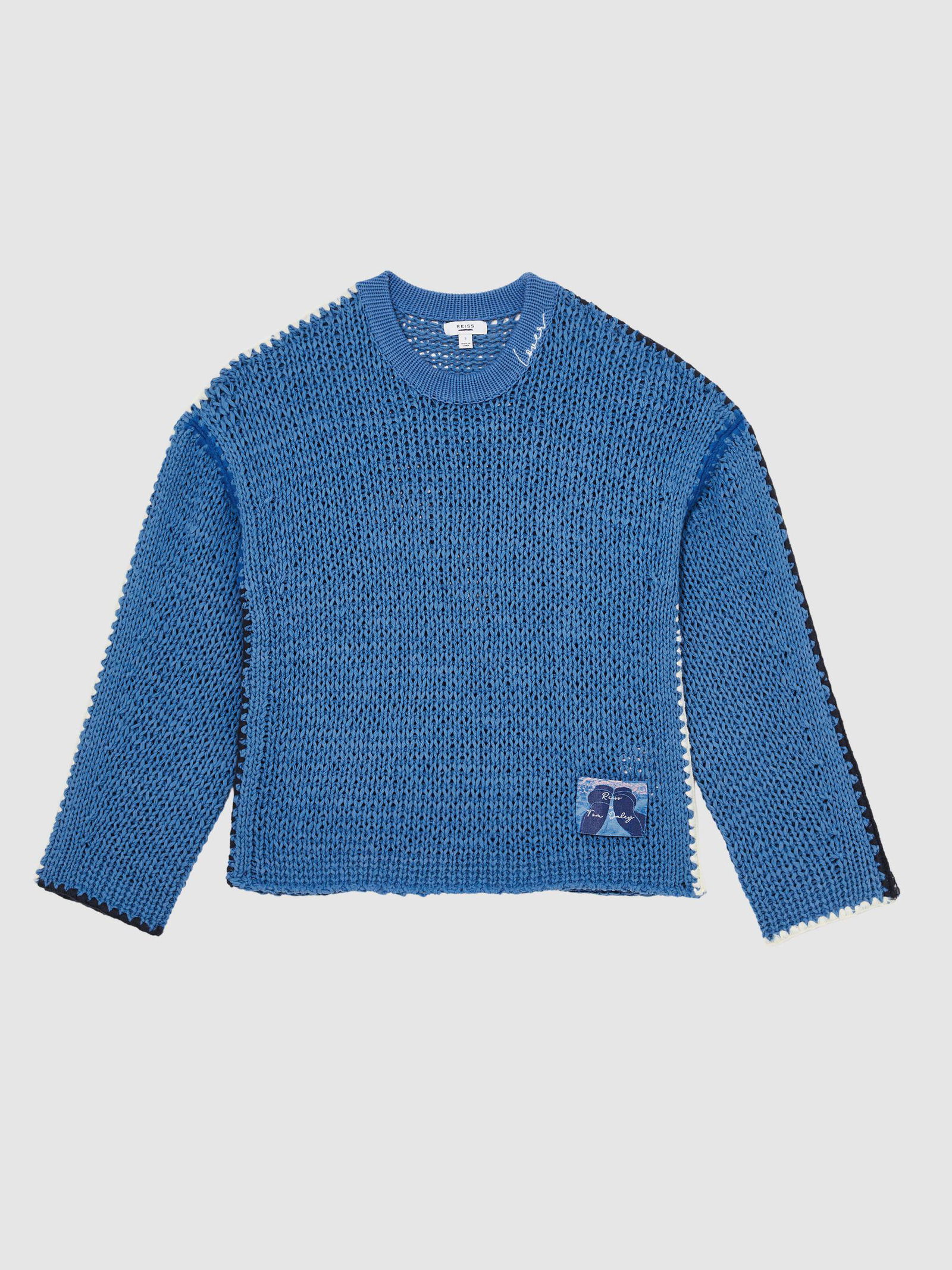 REISS Reiss x Tom Daley - Unity Chunky Knit Jumper in Soft Blue | endource