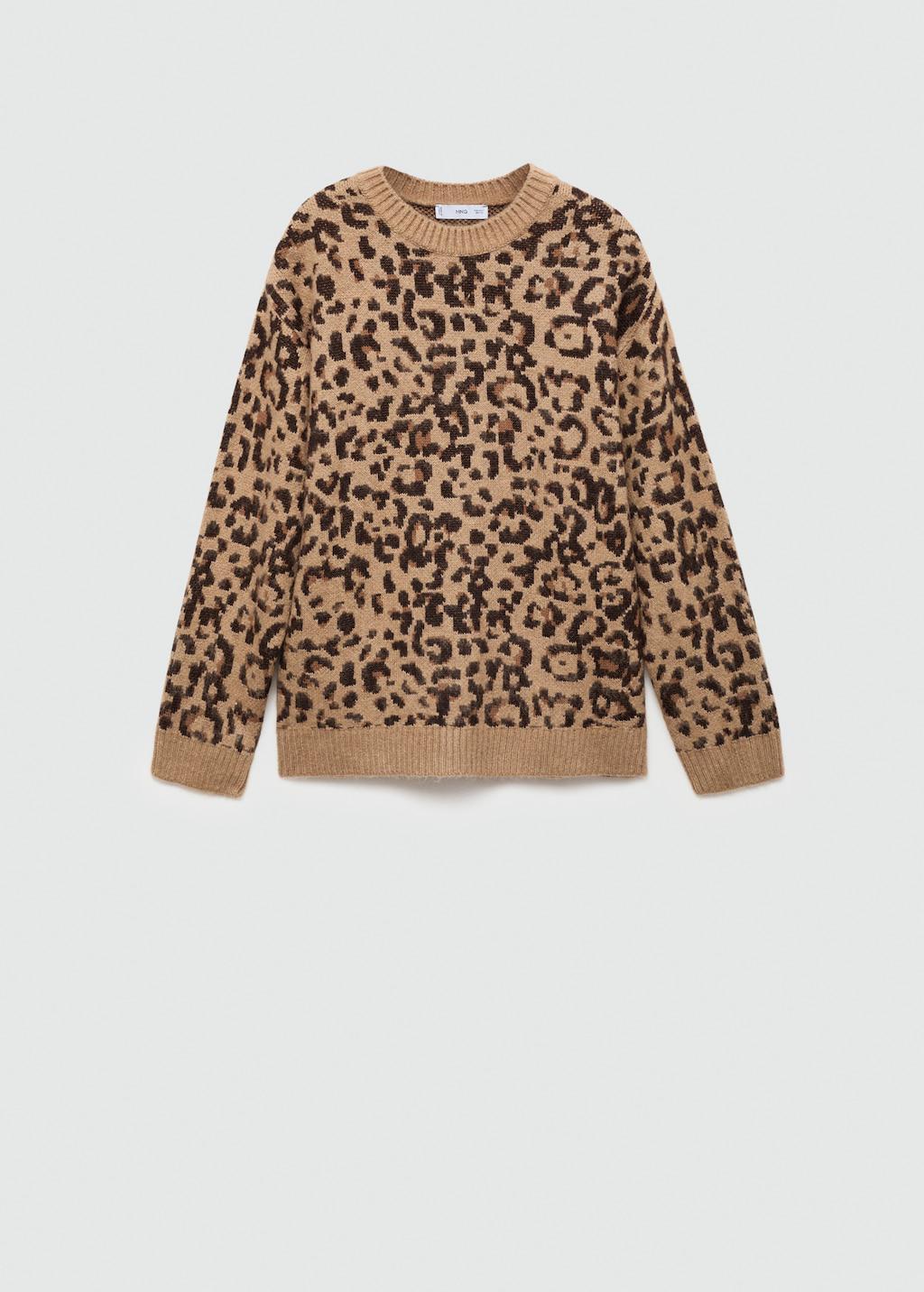 MANGO Leopard-Print Sweater With Contrasting Trims in Brown | endource